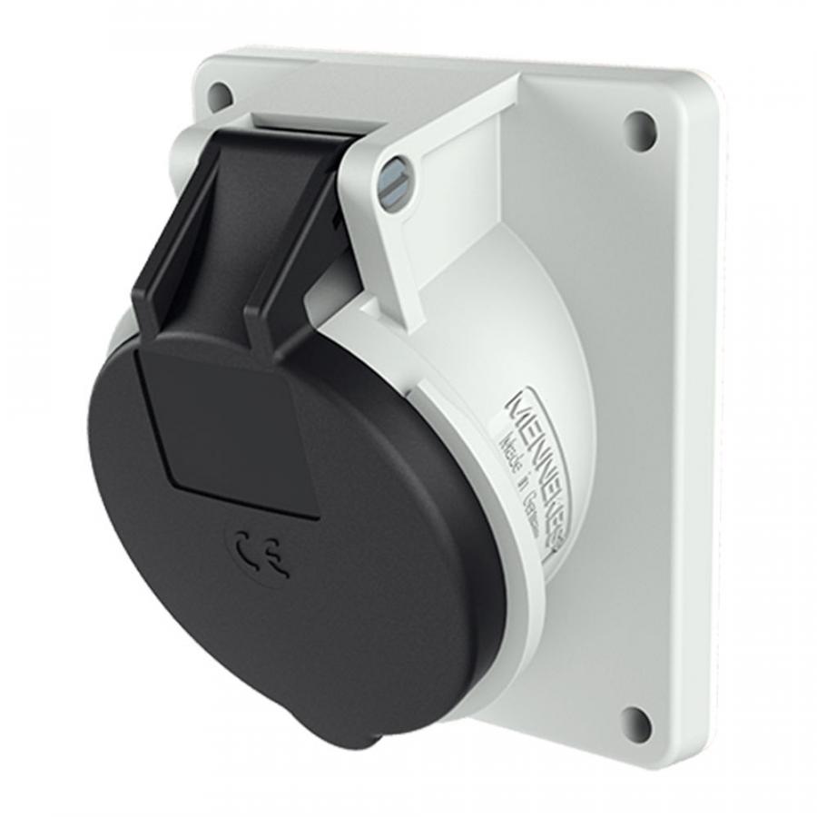 TOMA EMPOTRABLE 32AMP 3P+T 500V NEGRO 7H IP44 | KONSTRUTECNIA.COM